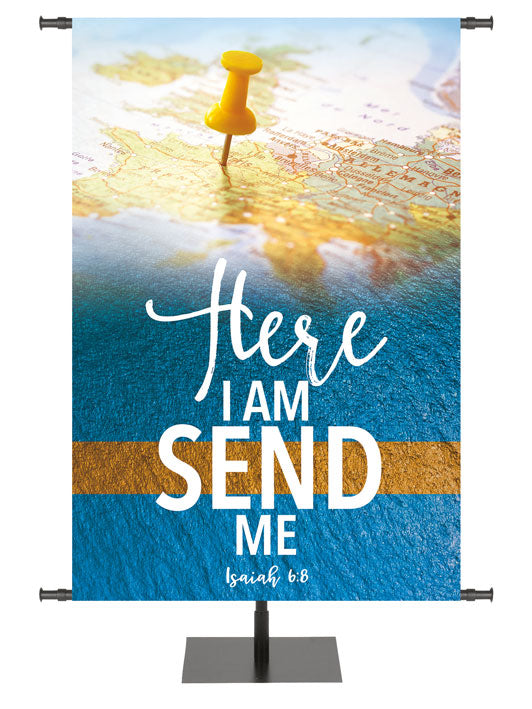 Church Mission Banner Here I Am Send Me Isaiah 6:8 on Blue Ocean with ...