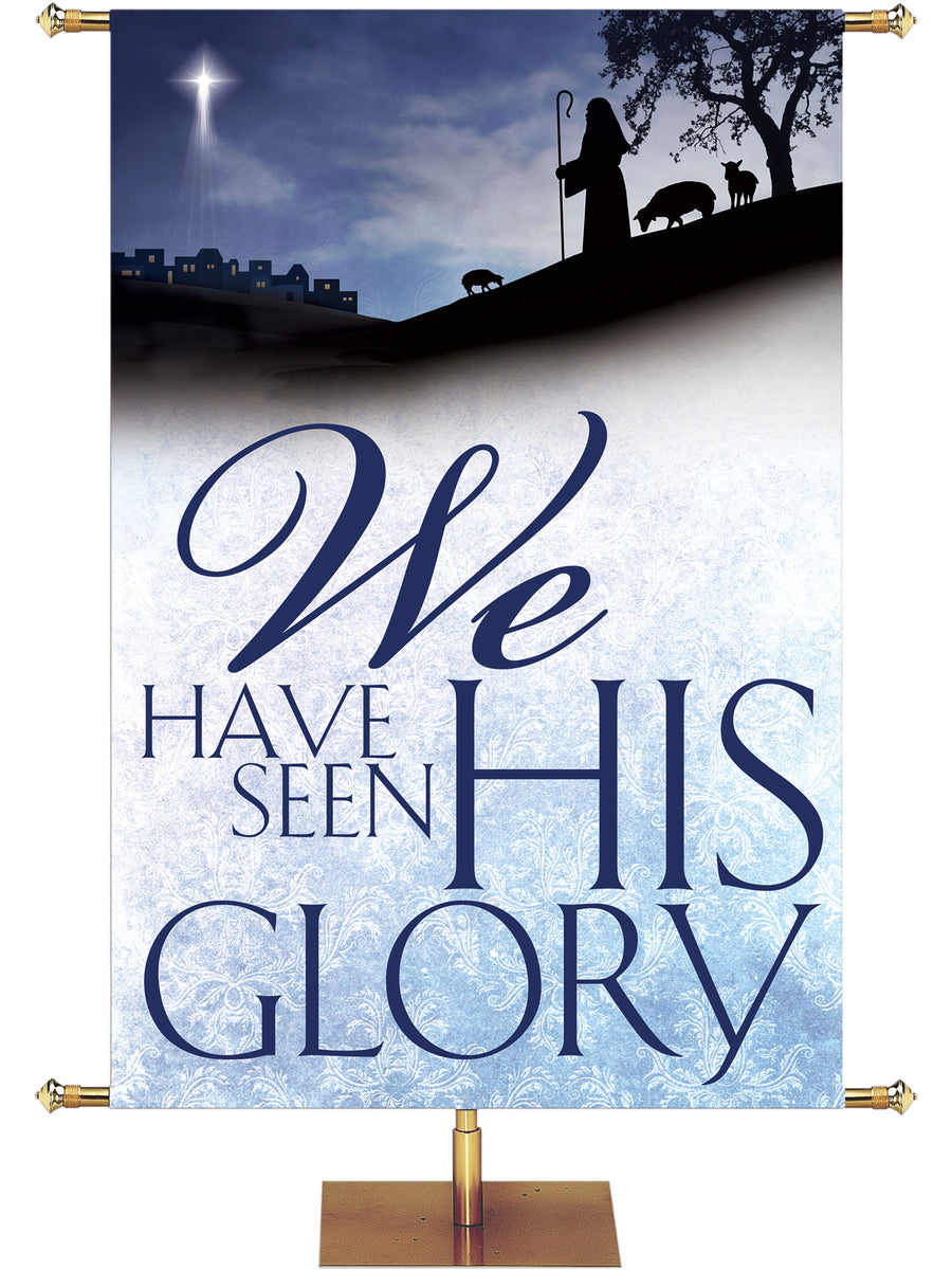 The Nativity in Blue Christmas Church Banners - A Cool, Calm Reflection ...