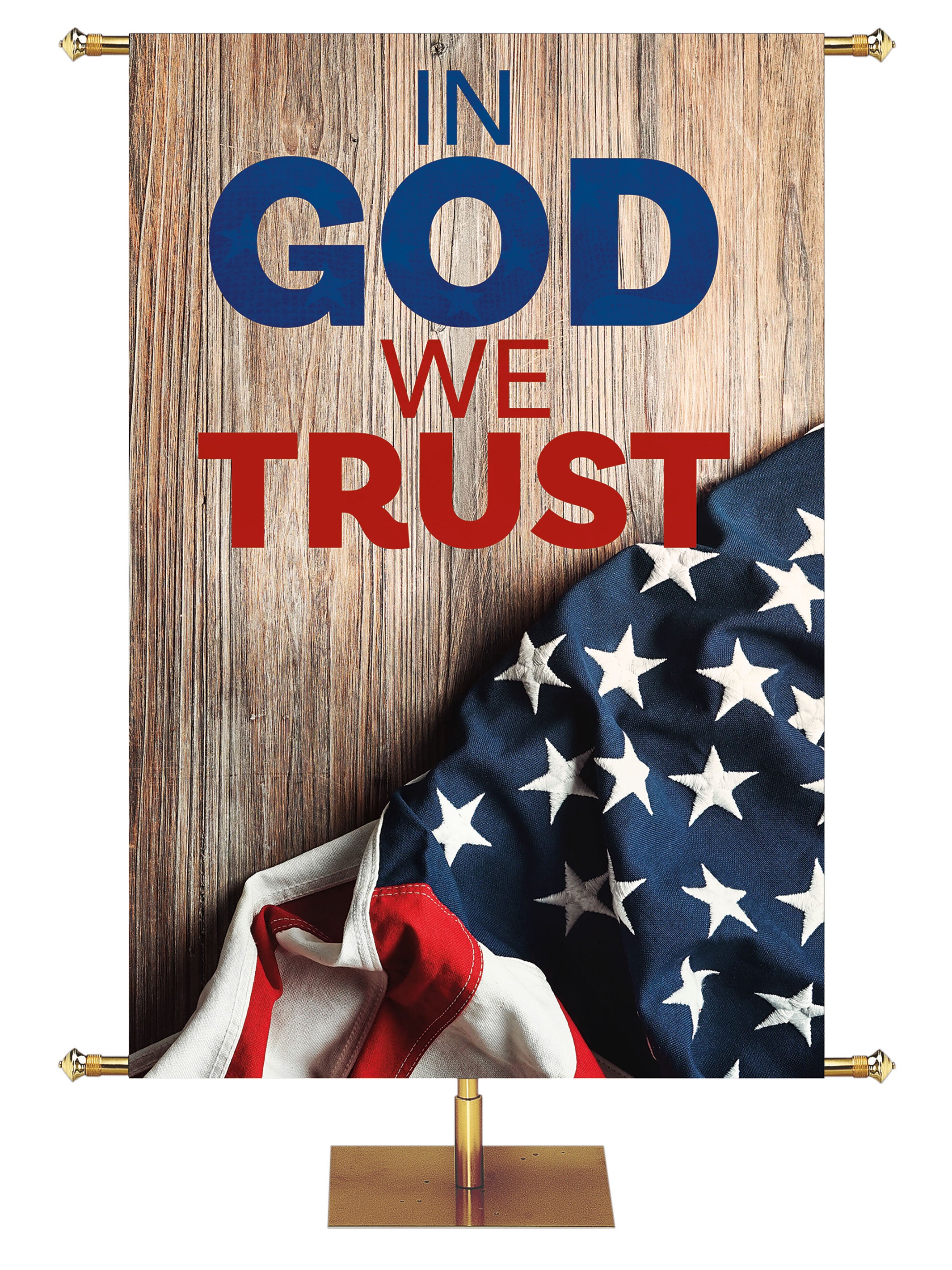 In God We Trust Flag on Barn Wood Patriotic Banner