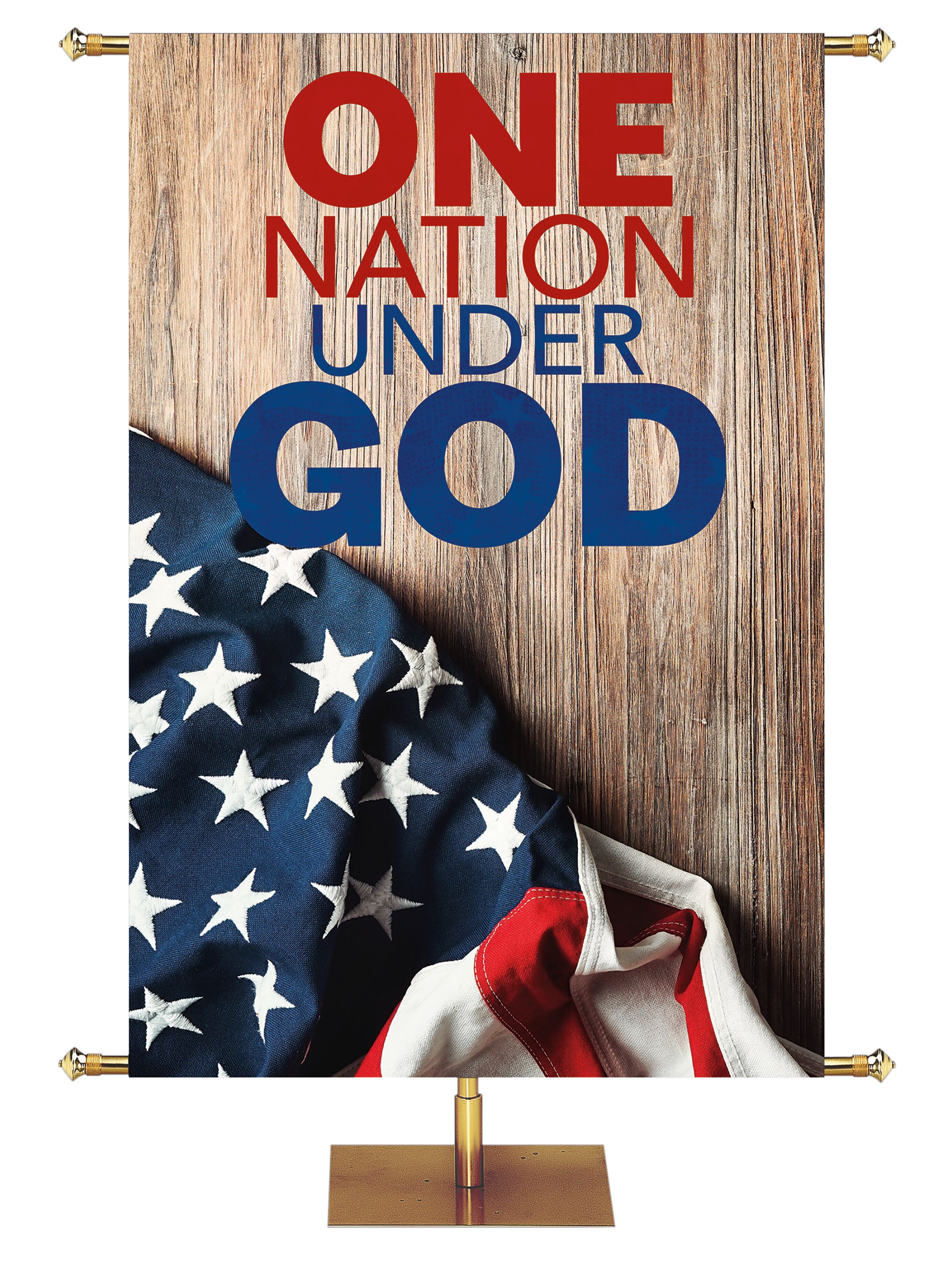 One Nation Under God Flag on Wood One Nation Under God