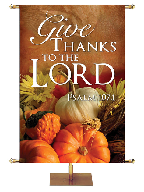 Give Thanks Pumpkin Design Psalm 107:1 – PraiseBanners